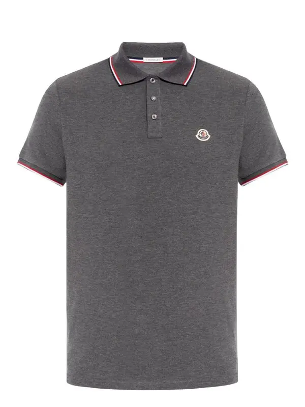 Moncler Logo-patch Short-sleeve Polo Shirt - Grey