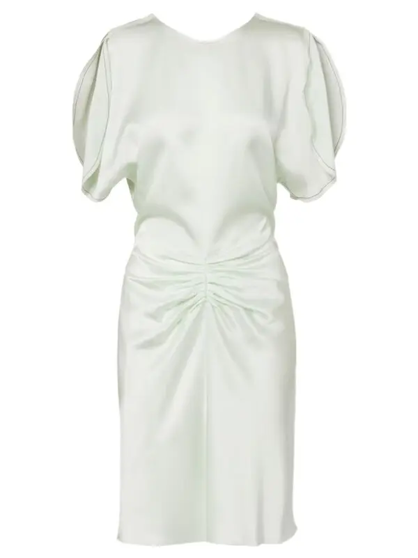 Victoria Beckham Gathered Satin Minidress - Green