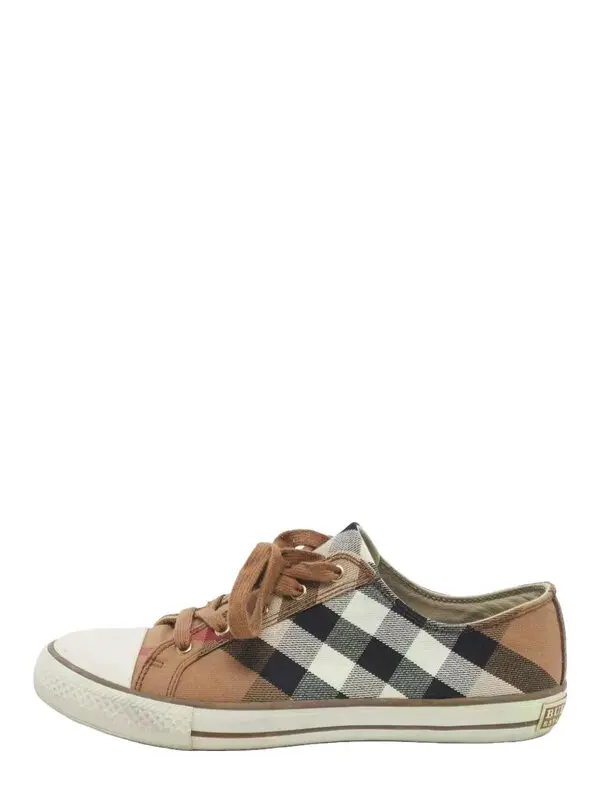 Burberry House Check Canvas And Leather Trim Sneakers - Neutrals