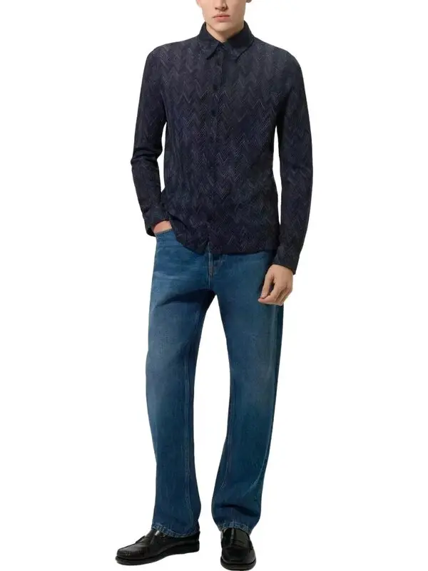 Missoni Striped Wool Knit Shirt - Blue