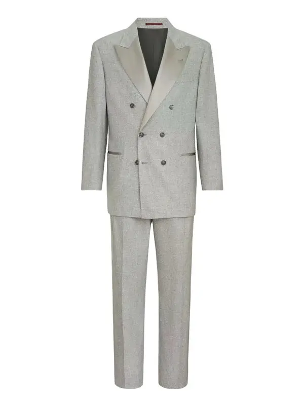 Brunello Cucinelli Cashmere And Silk Flannel One-and-a-half-breasted Tuxedo - Grey