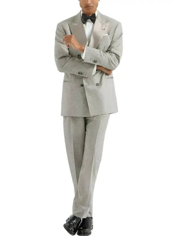 Brunello Cucinelli Cashmere And Silk Flannel One-and-a-half-breasted Tuxedo - Heathered Silver