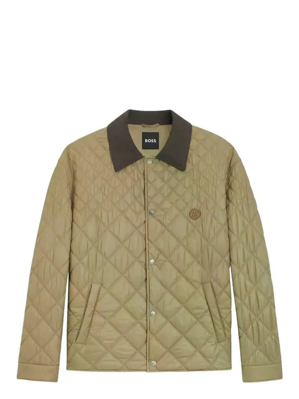 BOSS Quilted-finish Logo-patch Jacket - Neutrals
