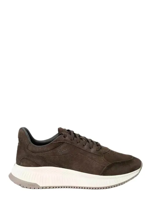 BOSS Perforated Suede Sneakers - Brown