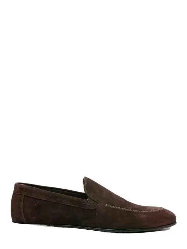 JOHN HARRISON Suede Loafers With Whipstitch Detailing - Brown