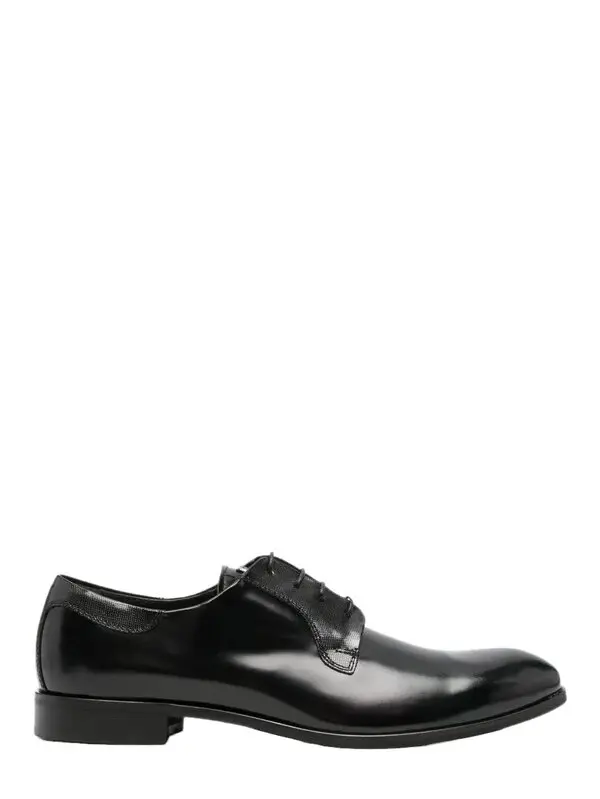 CARLO PIGNATELLI Textured Panel Lace-up Derby Shoes - Black