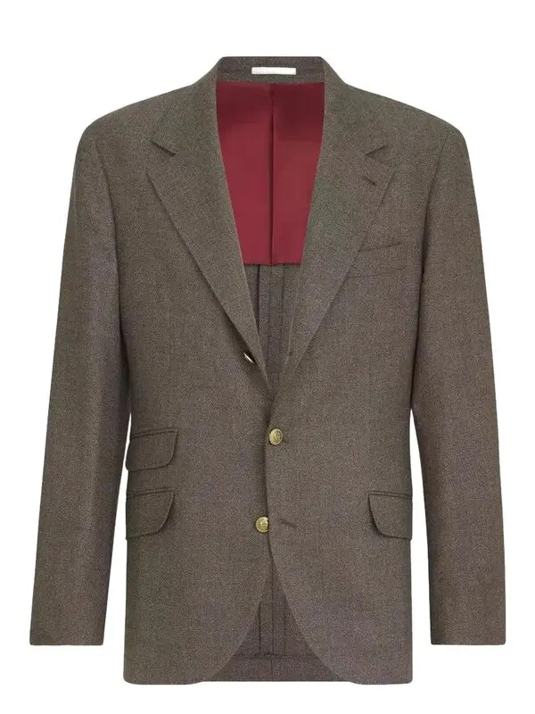 Brunello Cucinelli Mouliné Virgin Wool Twill Deconstructed Cavallo Blazer - Brown