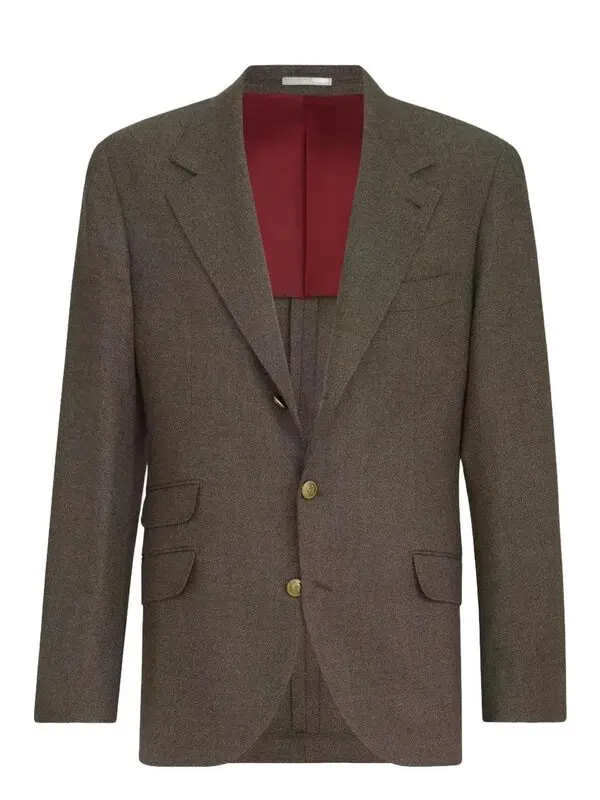 Brunello Cucinelli Mouliné Virgin Wool Twill Deconstructed Cavallo Blazer - Brown