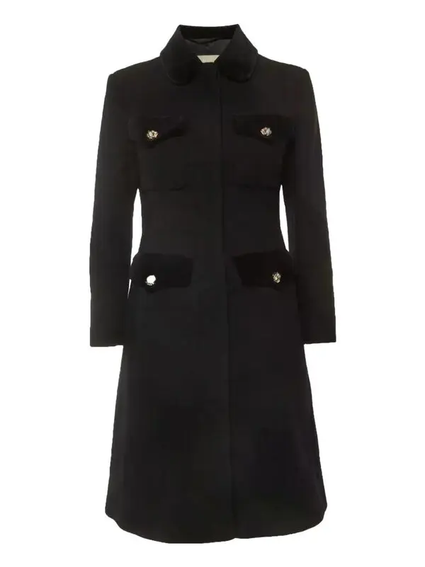 Gucci Wool Velvet Detail Coat - Black