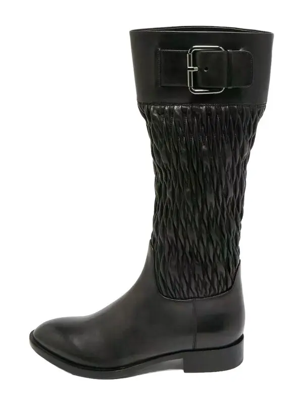 Gucci Ruched Buckle Detail Boots - Black