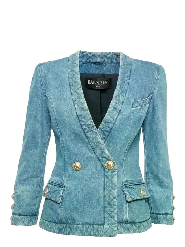 Balmain Faded Double-breasted Blazer - Blue