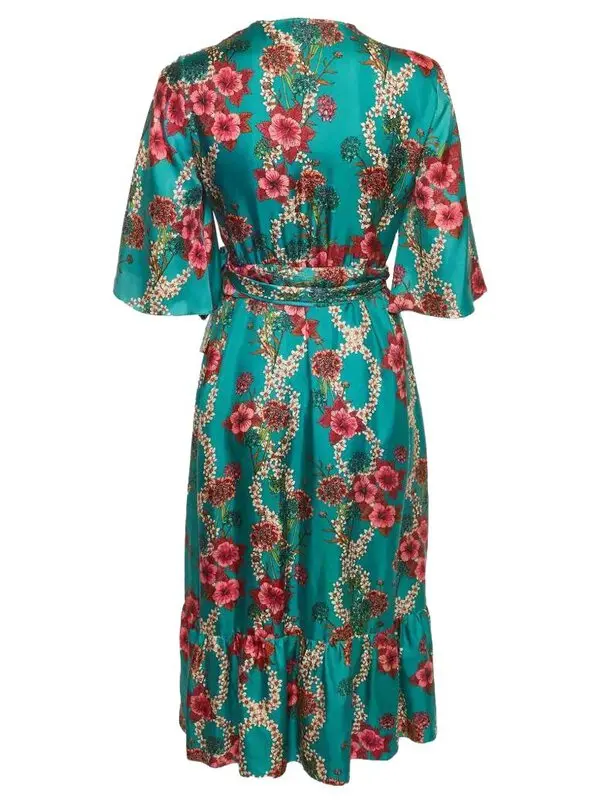 Sandro Floral-print Wrap Midi Dress - Blue