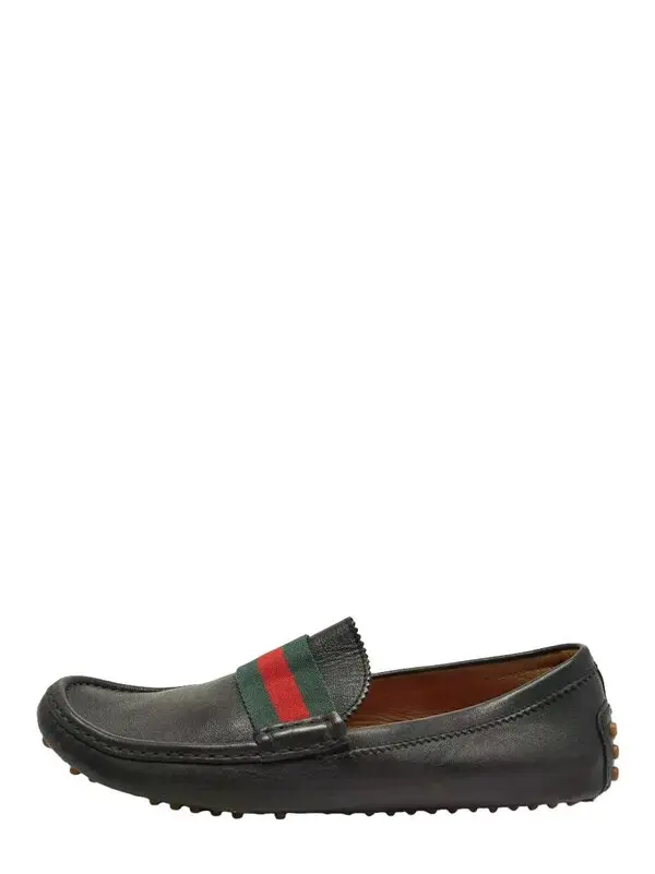 Gucci Web Stripe Driver Loafers - Black