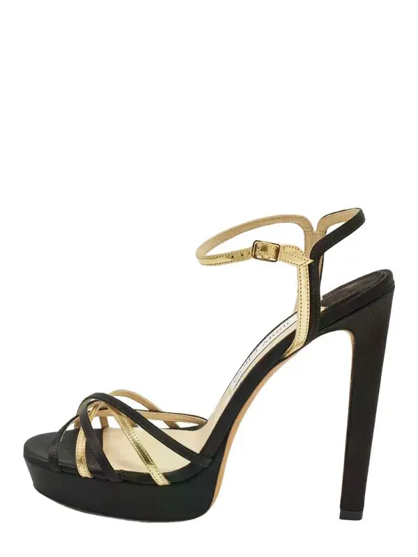 JIMMY CHOO Satin Platform Stiletto Sandals - Black