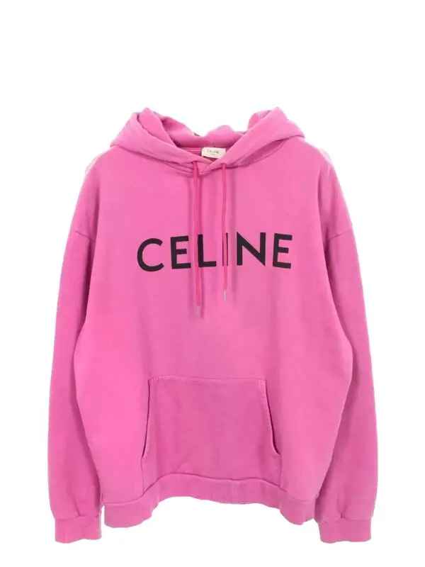 Celine Cotton Logo Hoodie - Pink