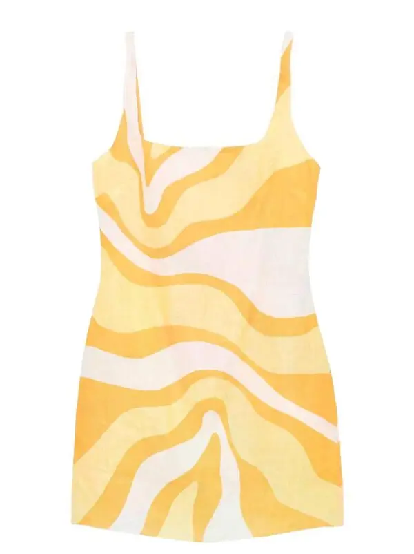 CALA DE LA CRUZ Siela Abstract-print Mini Dress - Yellow