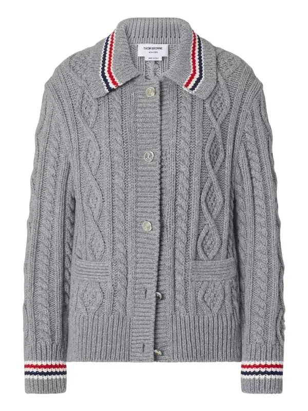 Thom Browne Aran Cable-knit Cardigan - Grey