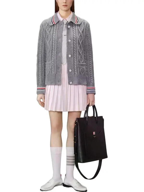 Thom Browne Aran Cable-knit Cardigan - Grey