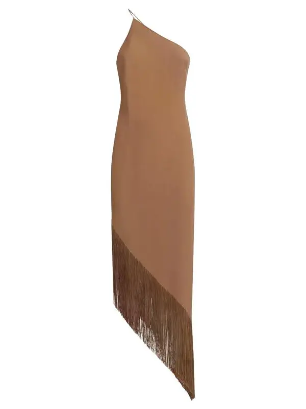 TALLER MARMO Asymmetric Fringed Dress - Brown