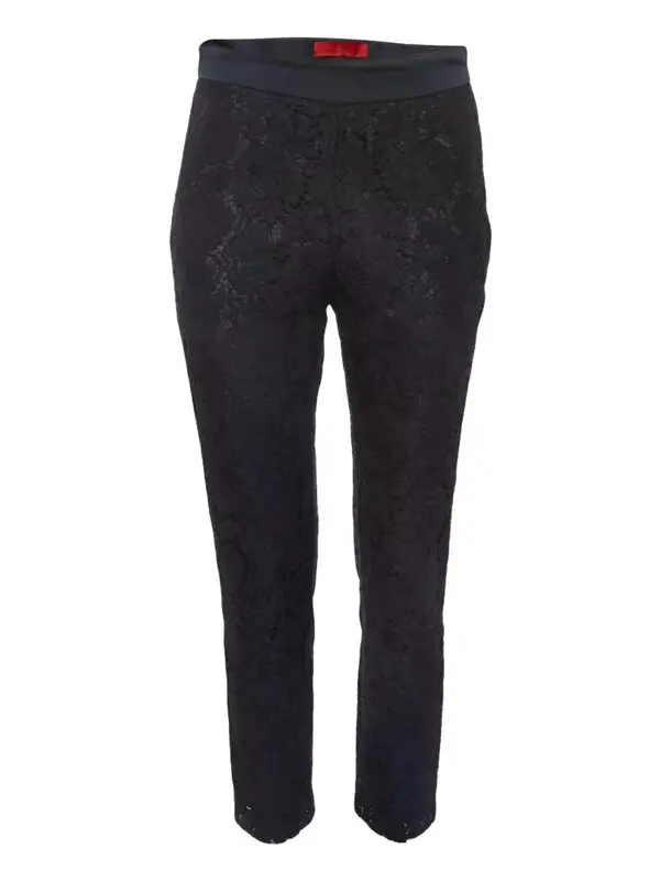 Carolina Herrera Navy Floral Lace Tailored Trousers - Blue