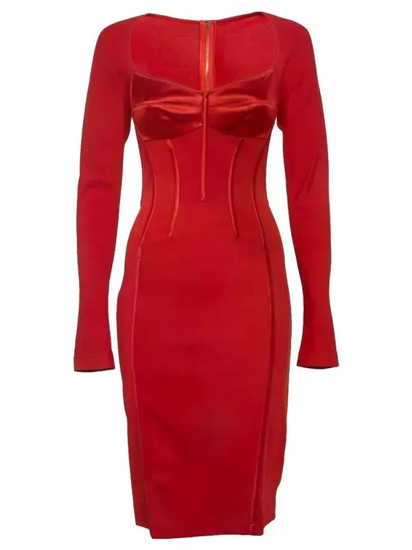 Dolce & Gabbana Corset-style Satin Midi Dress - Red