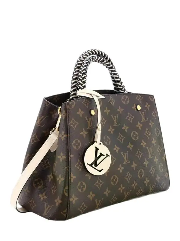LOUIS VUITTON Monogram Canvas Braided Handle Montaigne Mm Tote Bag - Brown