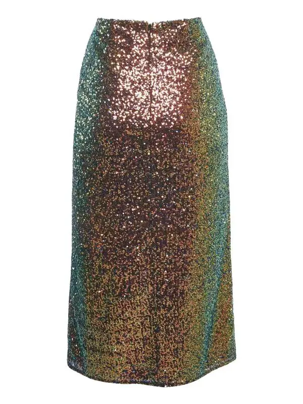 Kenzo Embellished Sequin Pencil Skirt - Brown