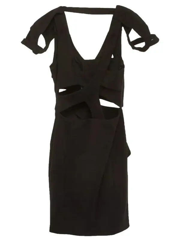 Gucci Cut-out V-neck Short-sleeve Mini Dress - Black