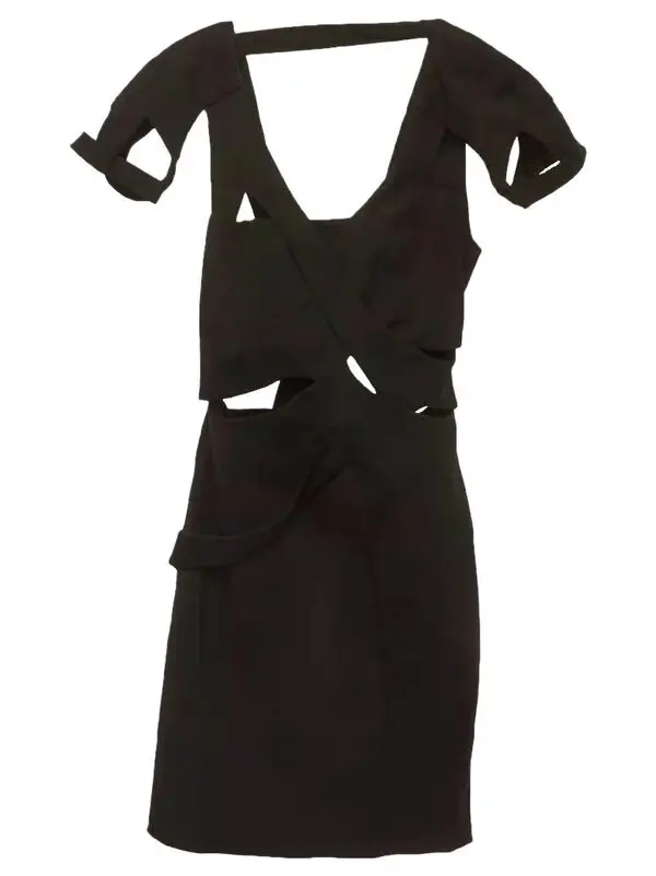 Gucci Cut-out V-neck Short-sleeve Mini Dress - Black