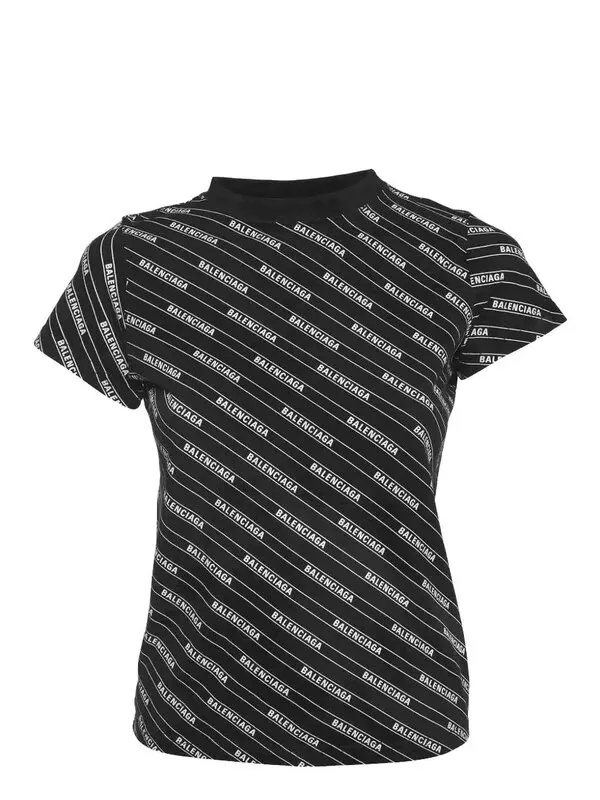 Balenciaga Logo Print T-shirt - Black