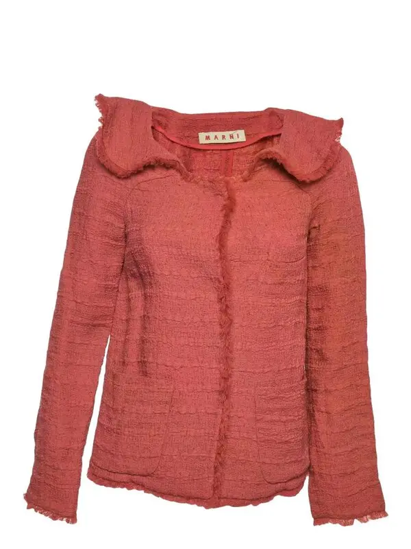 Marni Fringed Tweed Jacket - Red