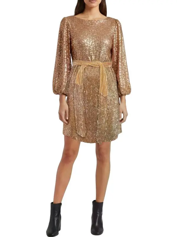 Retrofete Gabrielle Sequin Mini Dress - Gold