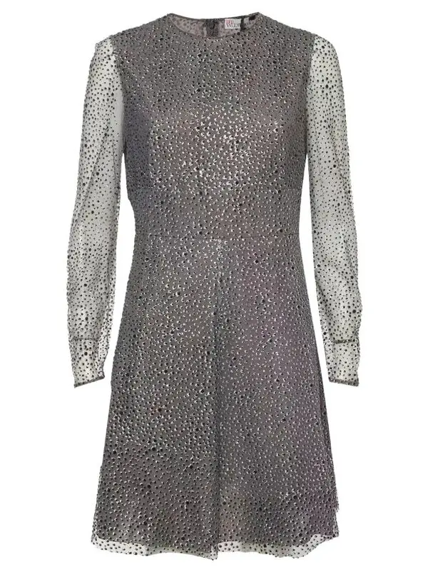 Red Valentino Tulle Dot Pattern Mini Dress - Grey