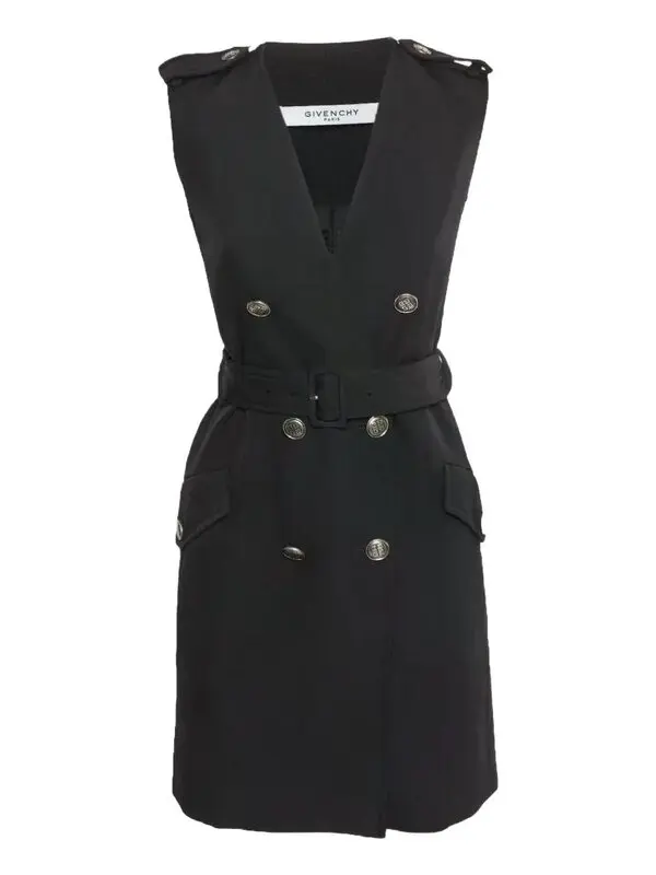 Givenchy Double-breasted Gabardine Mini Dress - Black