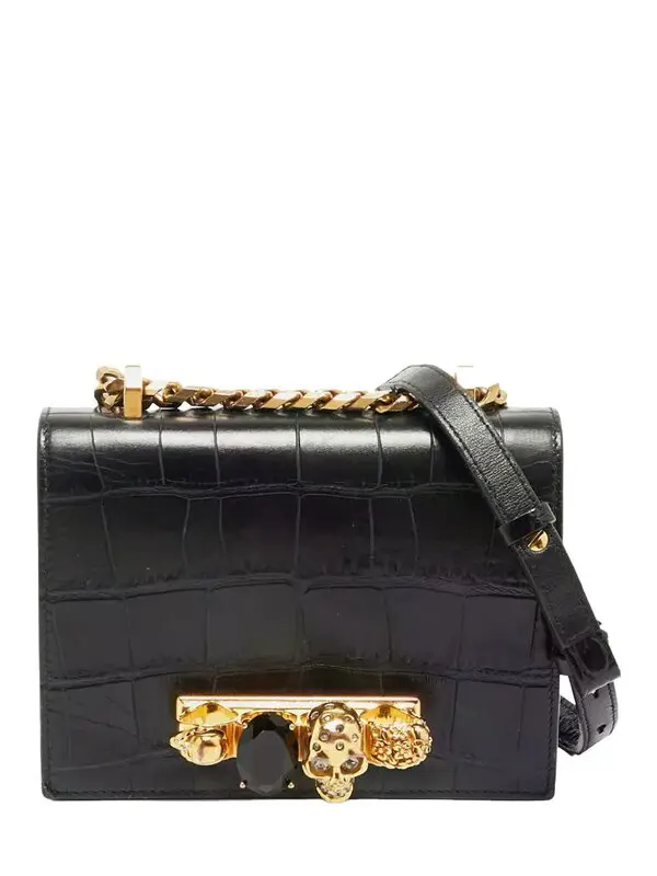 Alexander McQueen Jewelled Leather Mini Bag - Black