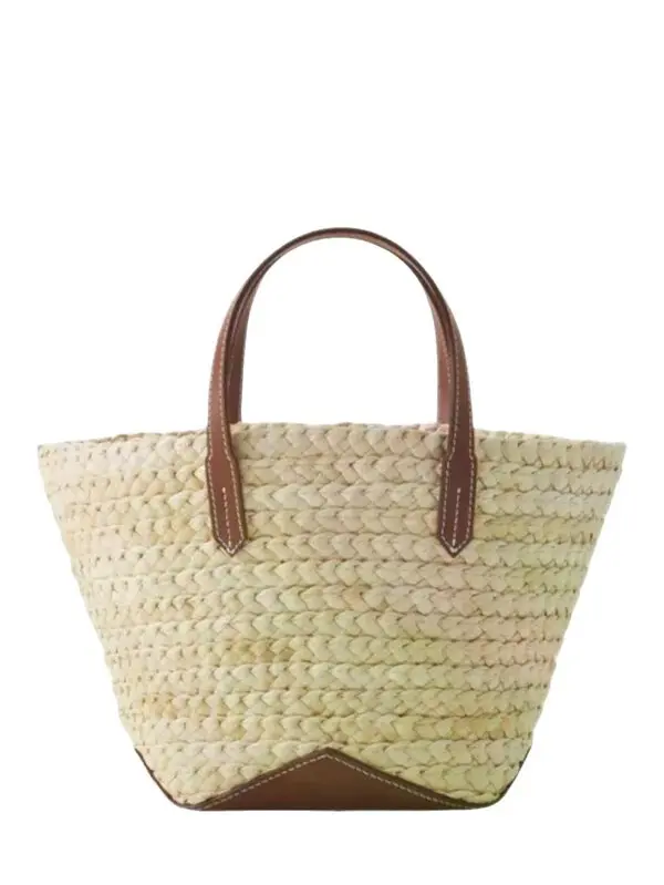 LANVIN Woven Leather-trimmed Tote Bag - Neutrals
