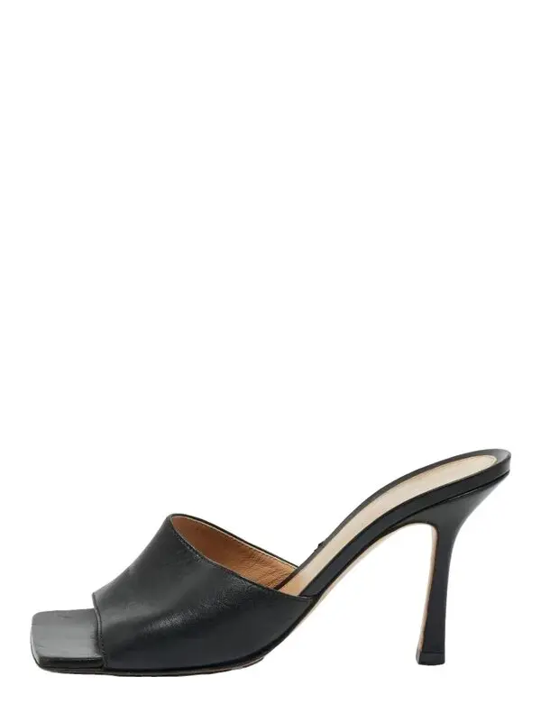Bottega Veneta Stretch Square-toe Leather Heeled Sandals - Black
