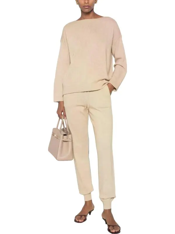 SERGIO MORETTI FIRENZE Long Sleeve Boat Neck Sweater - Neutrals