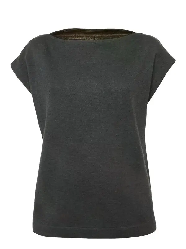 Fendi Wool Knit Boat Neck Top - Grey