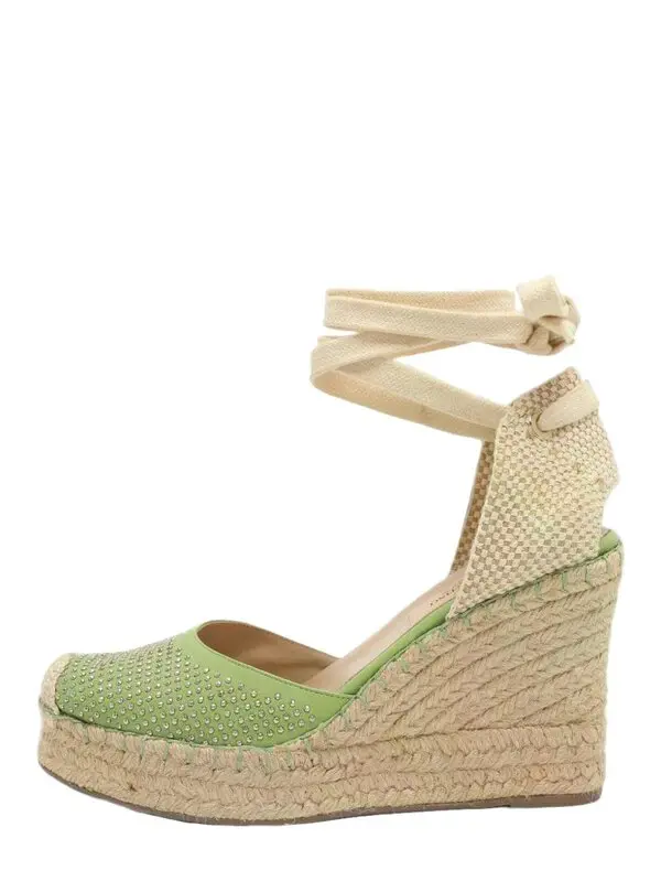 Valentino Garavani Studded Leather Espadrille Sandals - Neutrals
