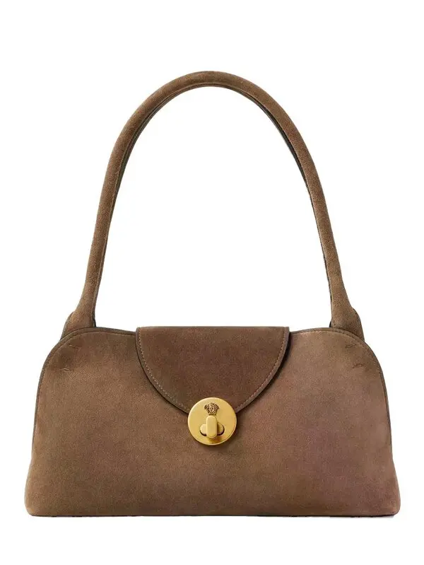 Versace Vivian Crosta Suede Shoulder Bag - Brown