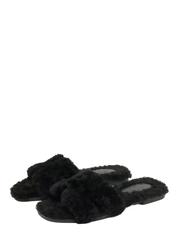 Hermès Oran Shearling Sandals - Black