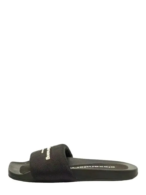 Alexander Wang Logo Print Pool Slides - Black