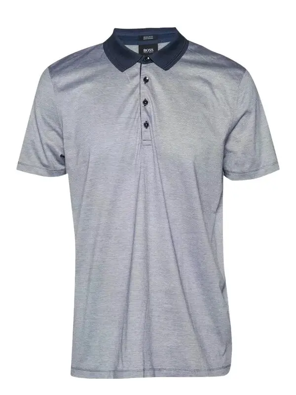 BOSS Striped Polo Shirt - Grey
