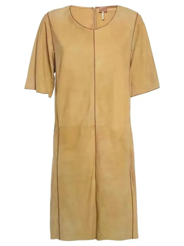 Hermès Suede Leather Mini Dress - Neutrals