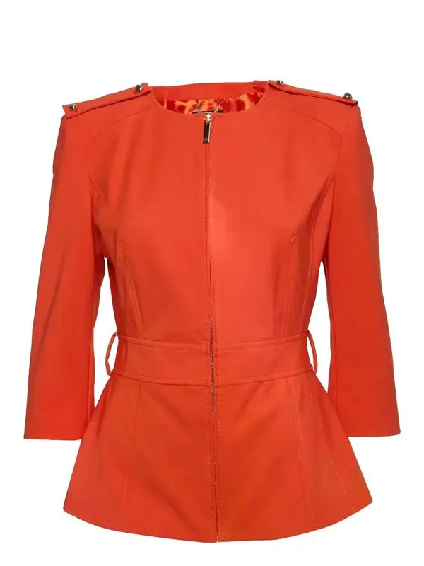 Elisabetta Franchi Crepe Zip-up Cropped Jacket - Orange