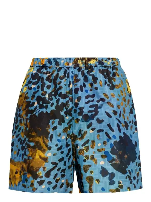 Fendi Abstract Print Shorts - Blue