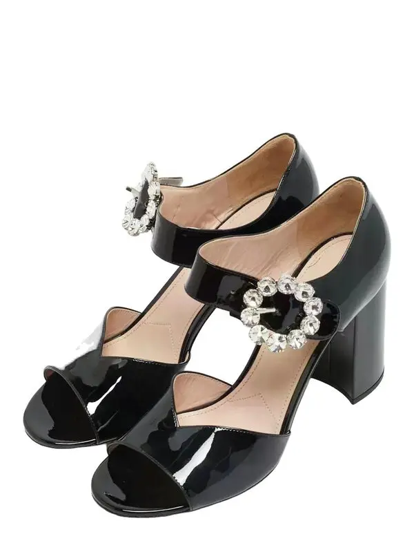 Miu Miu Embellished Mary Jane Pumps - Black