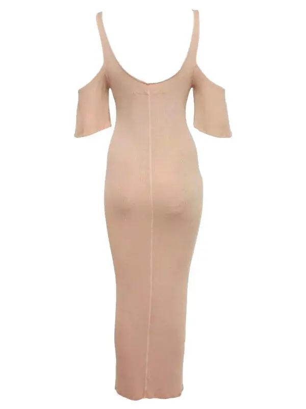 424 Rib-knit Open-shoulder Maxi Dress - Neutrals
