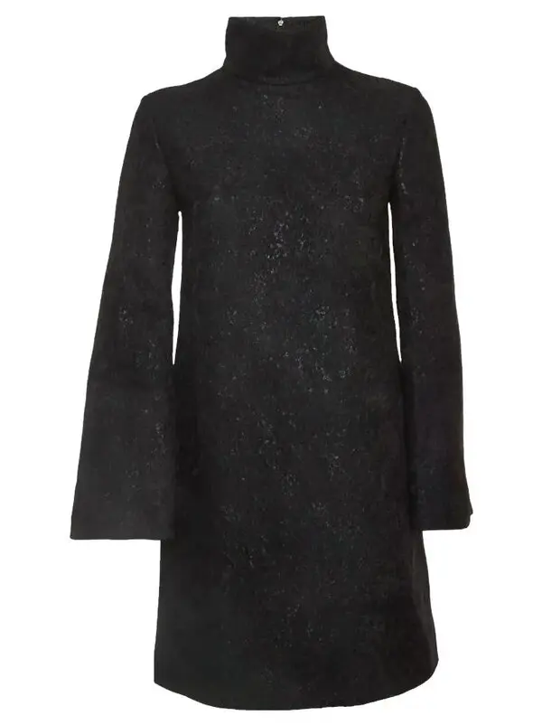 Saint Laurent Mock Neck Long Sleeve Dress - Black